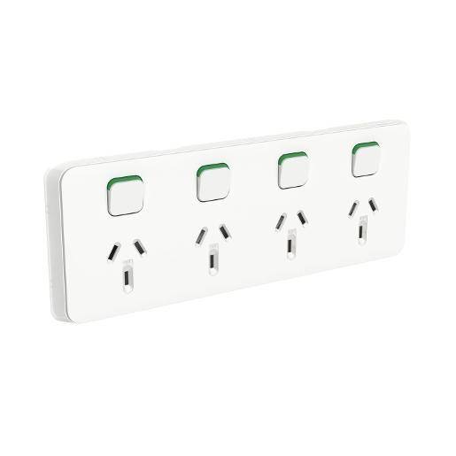Clipsal 3015/4-VW Iconic Power Point Quad Switch Socket Outlet Power ...