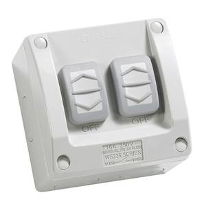 Clipsal WS226/2RG Slide Switch, 2G, 250V, 16A, 1/2Way, Weather ...