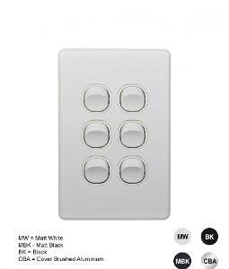 Switch vertical 6 gang 10ax/16a 250v GSMFLSWV6G | Buy Online – Adelaide ...