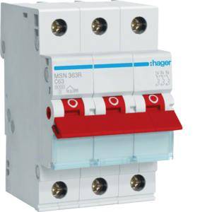 Mcb 6ka 63a 3 pole / 3 module red toggle HAGMSN363R | Buy Online ...