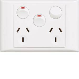 Gpo socket twin 10a horz x-swit shutter HAGWBP2XS | Buy Online ...