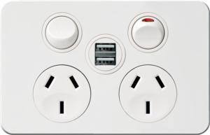 Sil. twin socket outlet usb mw HAGWBSP2SUSB-MW | Buy Online – Adelaide ...